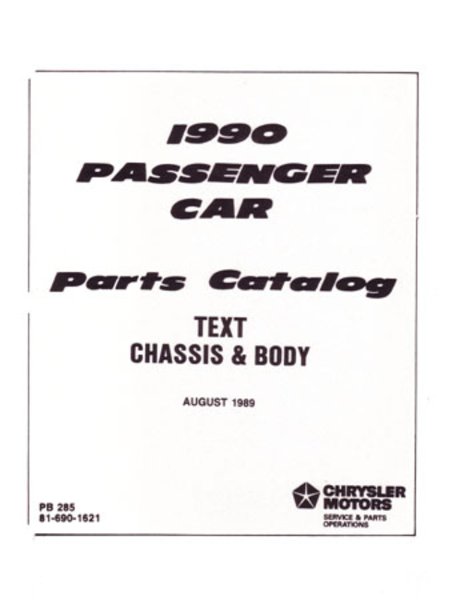 Bishko Automobile Literature - 1990 Chrysler Maserati Parts Numbers ...